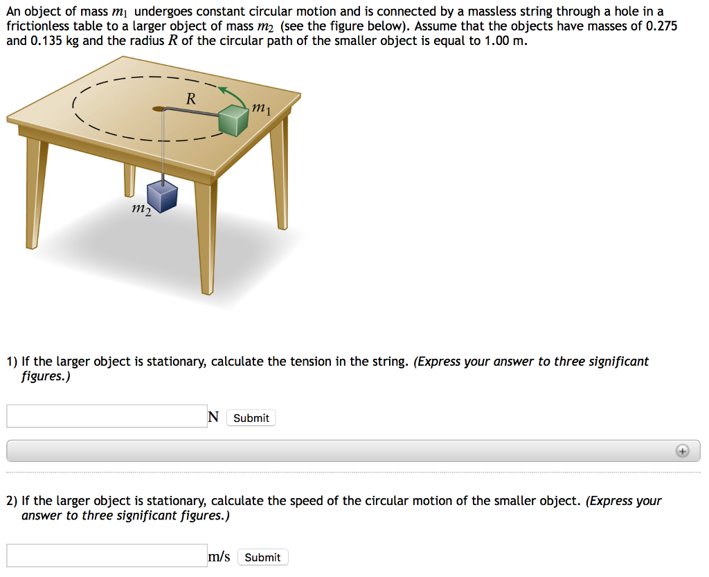 Solved An object of mass mı undergoes constant circular | Chegg.com