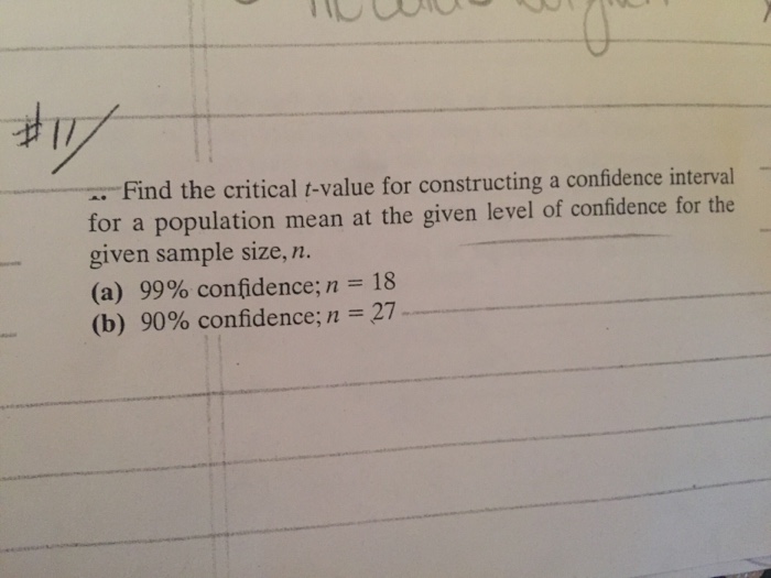 Solved Find the critical t-value for constructing a | Chegg.com