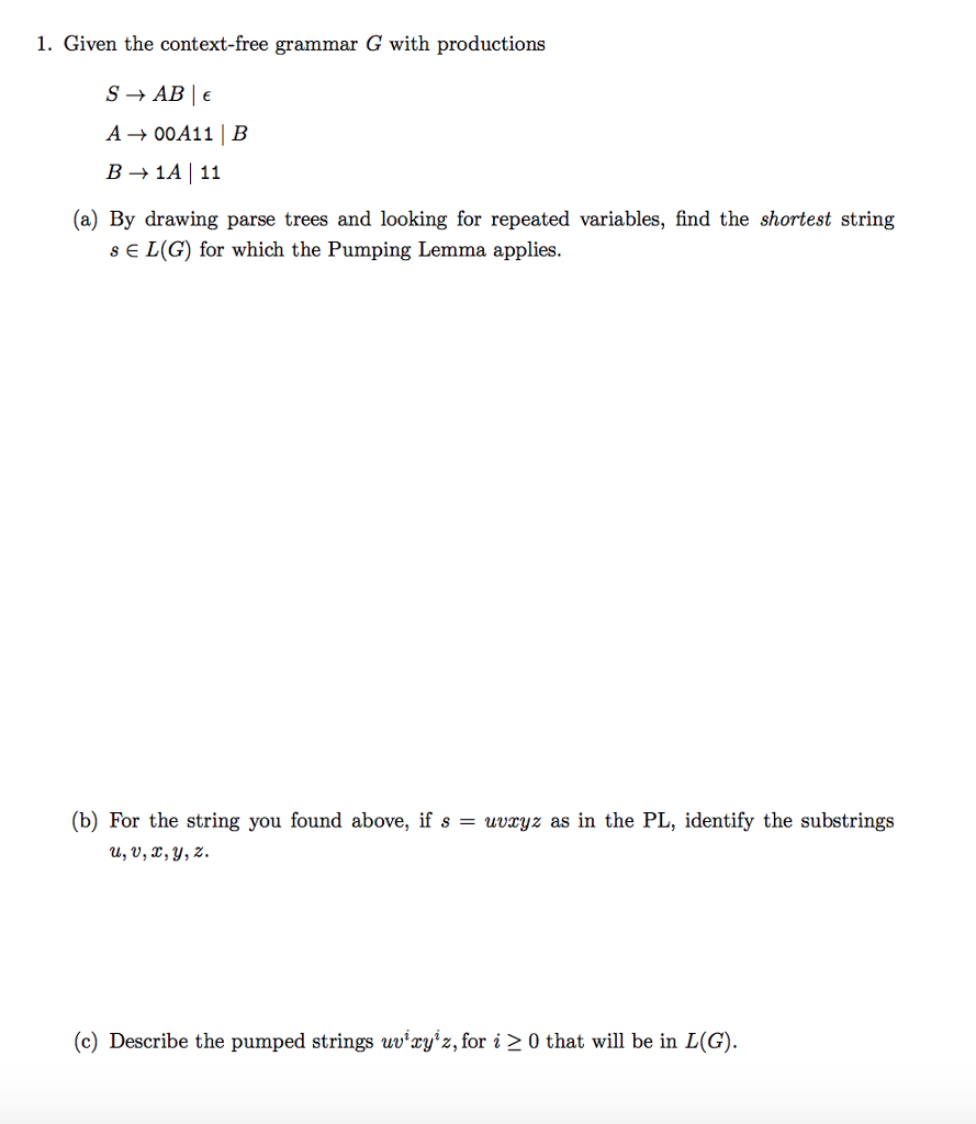 Solved 1. Given the context-free grammar G with productions | Chegg.com Solved 1. Given the context-free grammar G with productions | Chegg.com