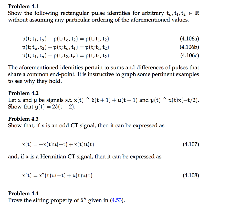 Solved Show the following rectangular pulse identities for | Chegg.com