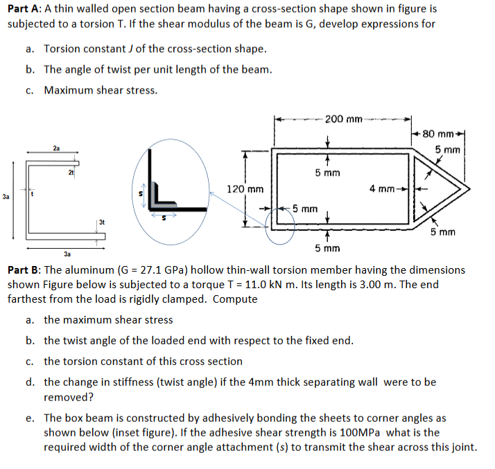 A thin walled open section beam having a | Chegg.com