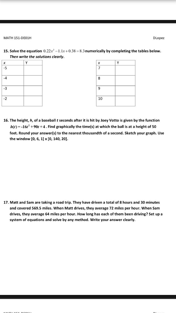 Solved Solve the equation 0.22x^2 - 1.1x + 0.38 = 8.3 | Chegg.com