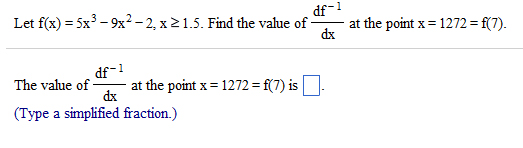 Solved Let f(x) = 5x3 - 9x2 - 2, x 1.5. Find the value of | Chegg.com