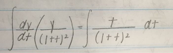 Solved Solve for y dy/dt (y/(1+t)2 = t/(1 + t) 2 dt | Chegg.com