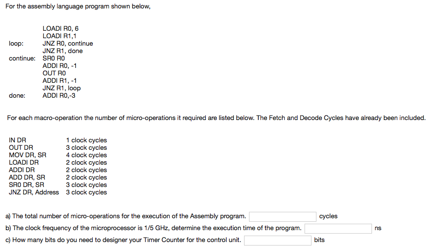 Solved For the assembly language program shown below LOADI | Chegg.com