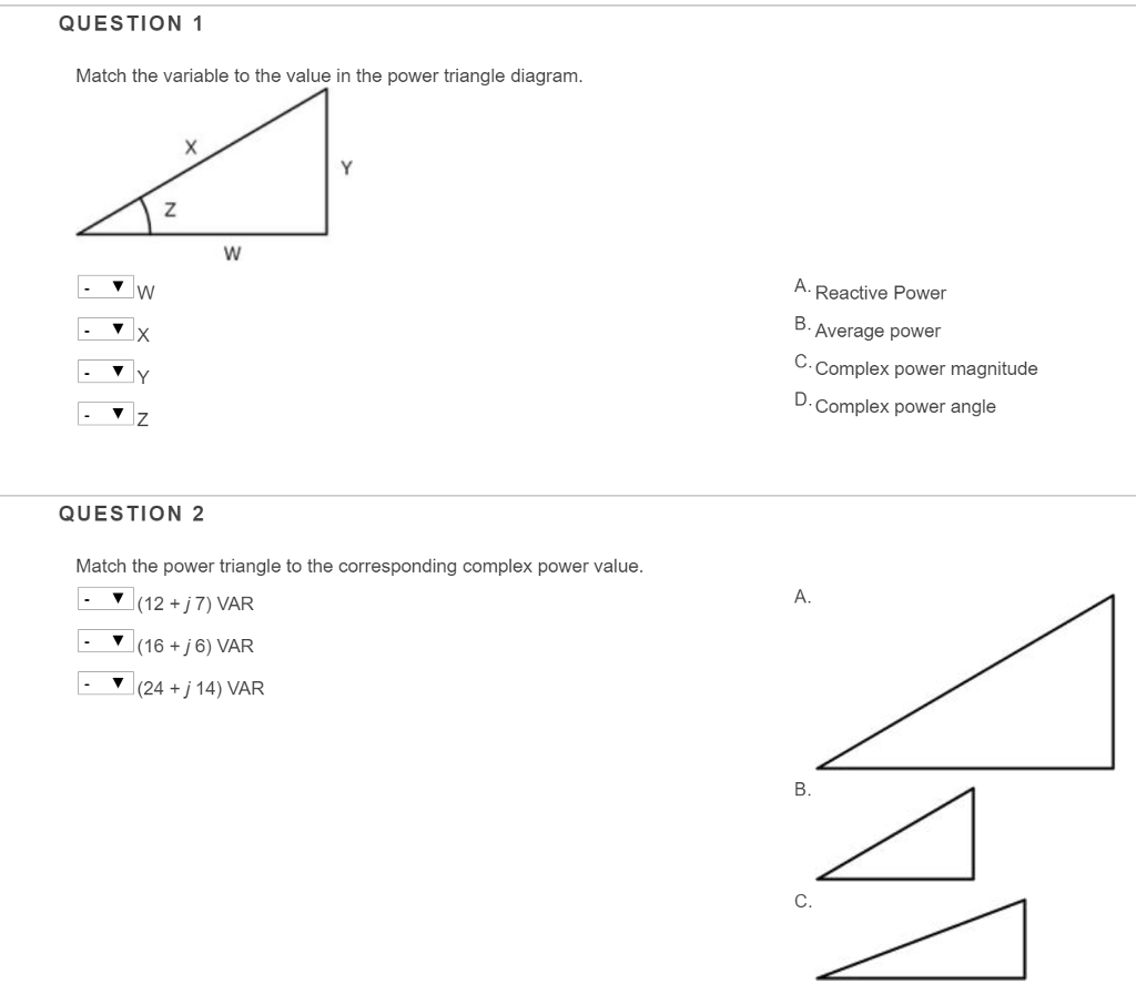 Solved QUESTION Match the variable to the value in the power | Chegg.com