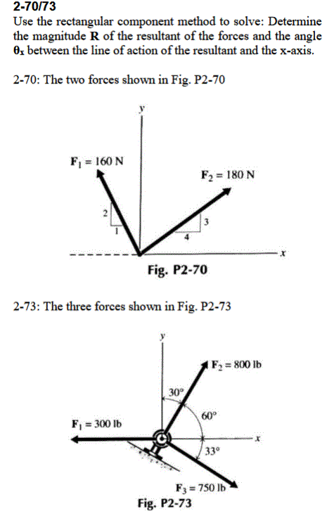 Solved 2-70/73 Use the rectangular component method to | Chegg.com