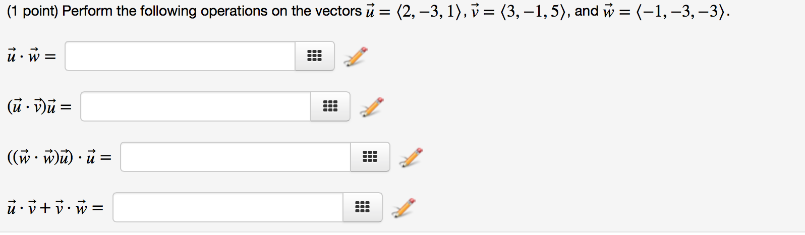 Solved Perform the following operations on the vectors u = | Chegg.com