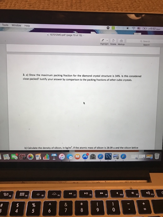 Solved Show the maximum packing fraction for the diamond | Chegg.com
