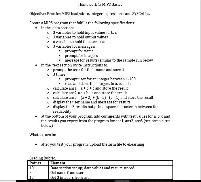 Solved Homework 1: MIPS Basics Objective: Practice MIPS | Chegg.com Solved Homework 1: MIPS Basics Objective: Practice MIPS | Chegg.com