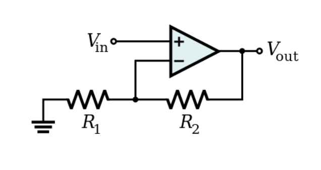 Solved 1.) Below in a non-inverting amplifier. R2= 19k and | Chegg.com