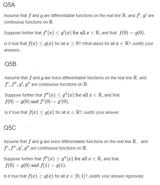Solved Q5A Assume that f and g are differentiable functions | Chegg.com