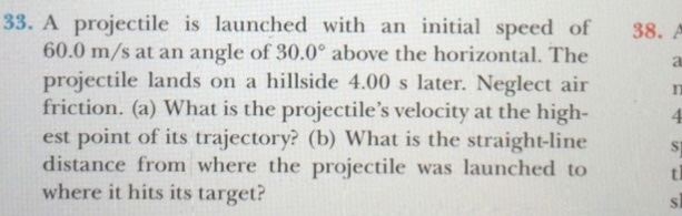 Solved A Projectile Is Launched With An Initial Speed Of