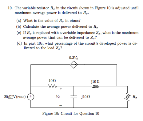 Solved maximum average power is delivered to R (a) What is | Chegg.com