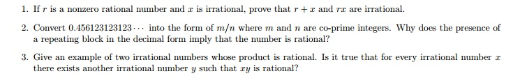 Solved 1. If r is a nonzero rational number and x is | Chegg.com