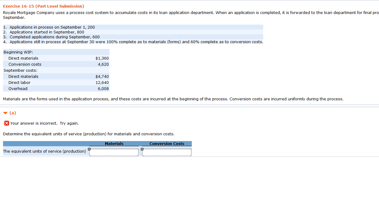Solved Determine the equivalent units of service | Chegg.com