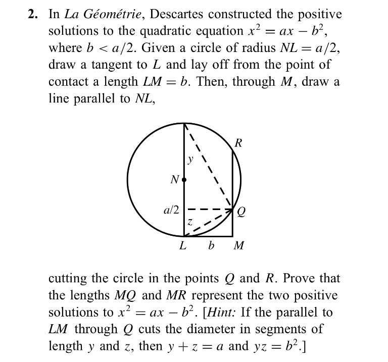 Solved In La Geometrie, Descartes constructed the positive | Chegg.com