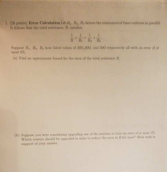 Solved 1. (10 points) Error Calculation Let Ri, Ro, Rs | Chegg.com