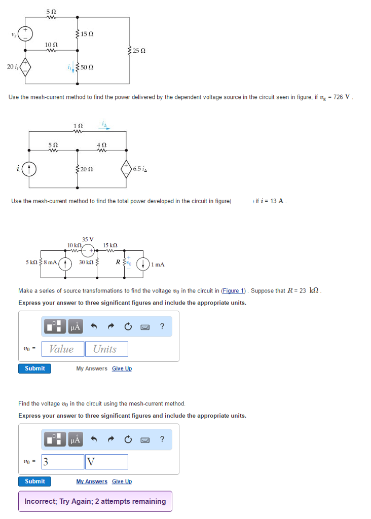 Solved Use the mesh-current method to find the power | Chegg.com