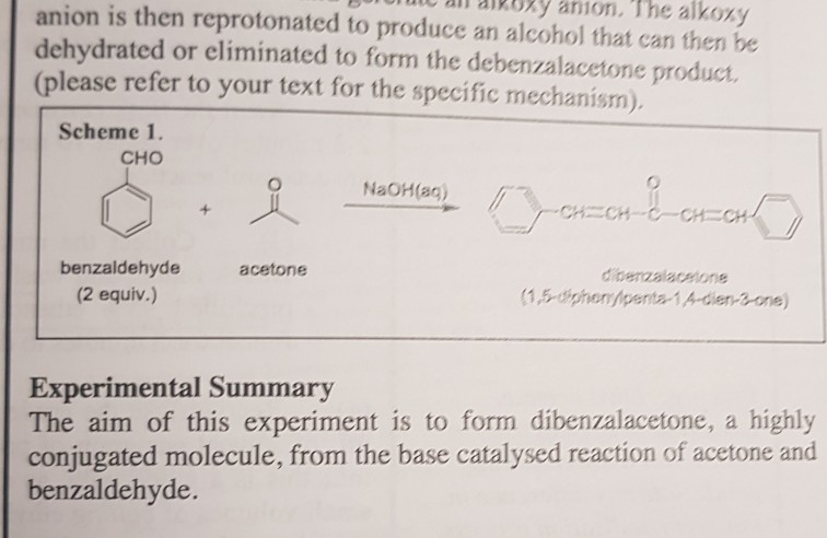 Solved In regards to the synthesis of Dibenzalacetone from | Chegg.com