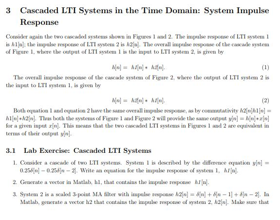 3 Cascaded LTI Systems in the Time Domain: System | Chegg.com