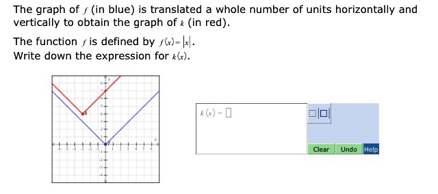Solved The graph of f (in blue) is translated a whole number | Chegg.com