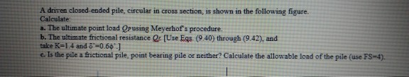 Solved A driven closed ended pile, circular in cross | Chegg.com