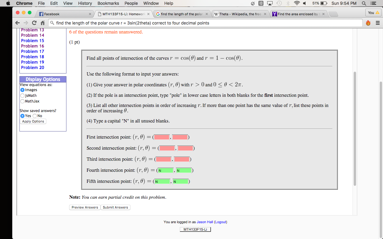 Solved Find all points of intersection of the curves r = cos | Chegg.com