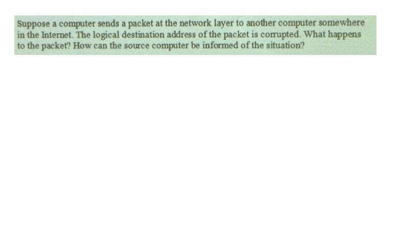 Solved Suppose a computer sends a packet at the network | Chegg.com