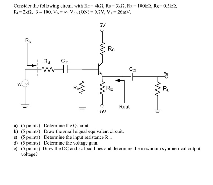 Solved Consider the following circuit with R_C = 4k Ohm, R_E | Chegg.com