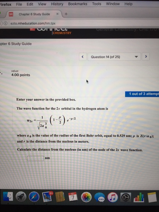 Solved The wave function for the 2s orbital in the hydrogen | Chegg.com