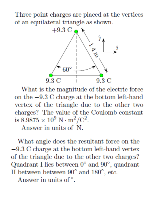 Solved Three point charges are placed at the vertices of an | Chegg.com