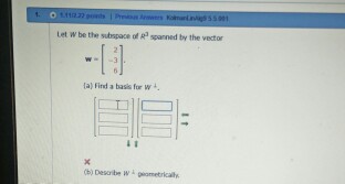 Solved find a basis for W perpendicular | Chegg.com