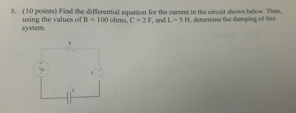 Solved Find the differential equation for the current in the | Chegg.com