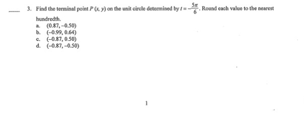 Solved Find the terminal point P(x, y) on the unit circle | Chegg.com