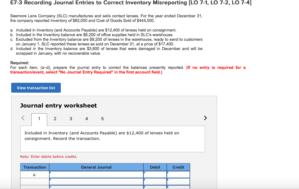 Solved E7-3 Recording Journal Entries to Correct Inventory | Chegg.com
