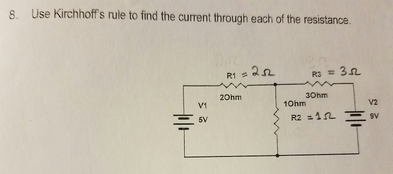 Solved Use Kirchhoff's rule to find the current through each | Chegg.com