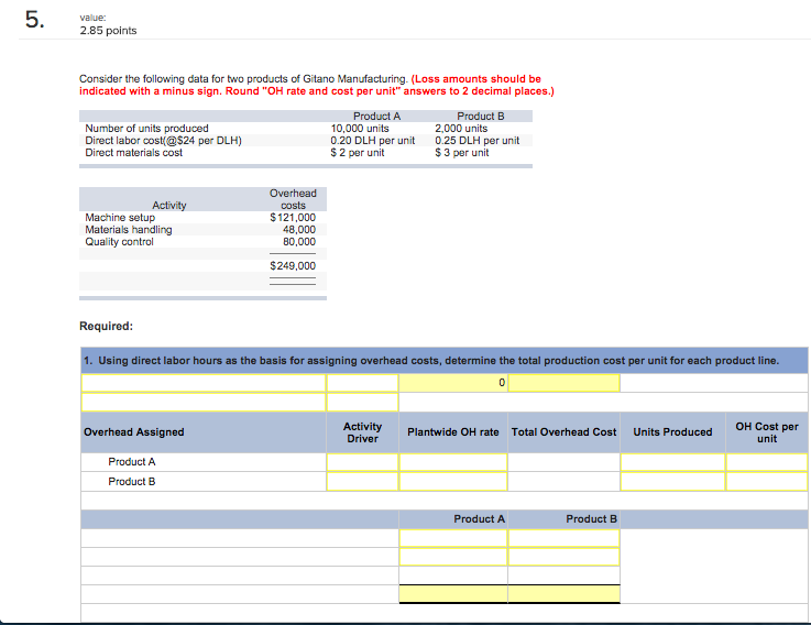 Solved value 2.85 points Consider the following data for two | Chegg.com