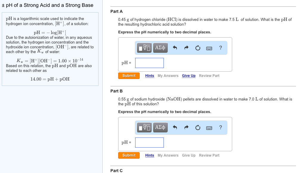 Solved pH is a logarithmic scale used to indicate the | Chegg.com