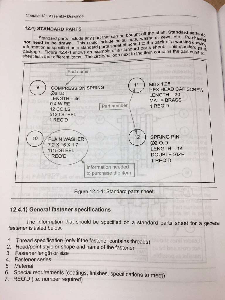 Chapter 12: Assembly Drawings 12.4) STANDARD PARTS | Chegg.com