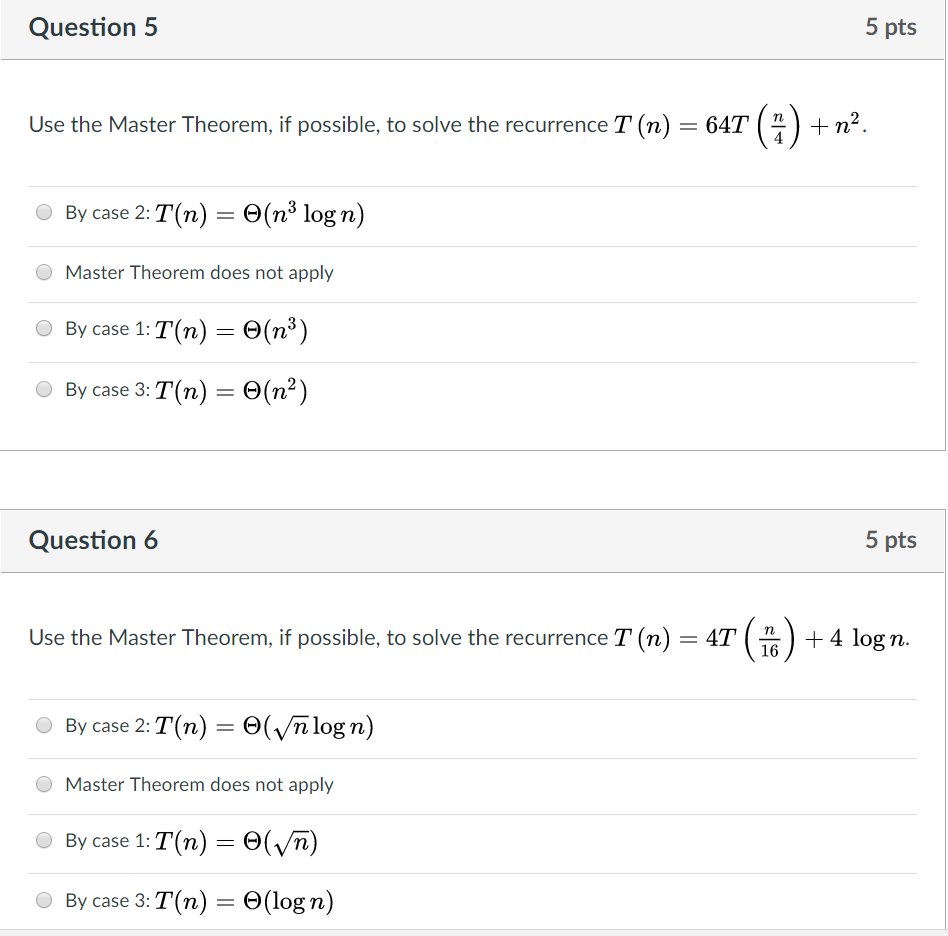 Solved Use the Master Theorem, if possible, to solve the | Chegg.com
