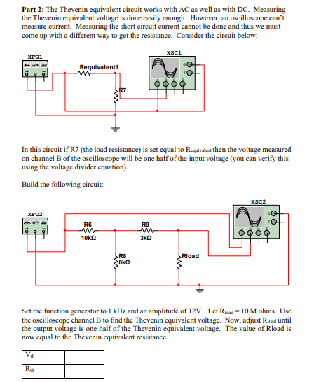 Solved Part 2: The Thevenin equivalent circuit works with AC | Chegg.com