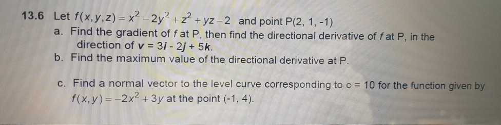 Solved Let f(x,y, z)=x2-2y2+2+yz-2 a. Find the gradient of f | Chegg.com