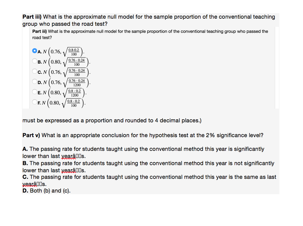 Solved Part iii) What is the approximate null model for the | Chegg.com