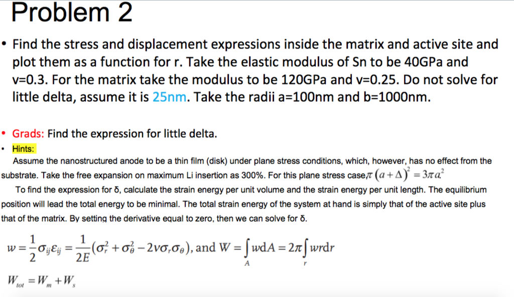 Problem2 Find the stress and displacement expressions | Chegg.com