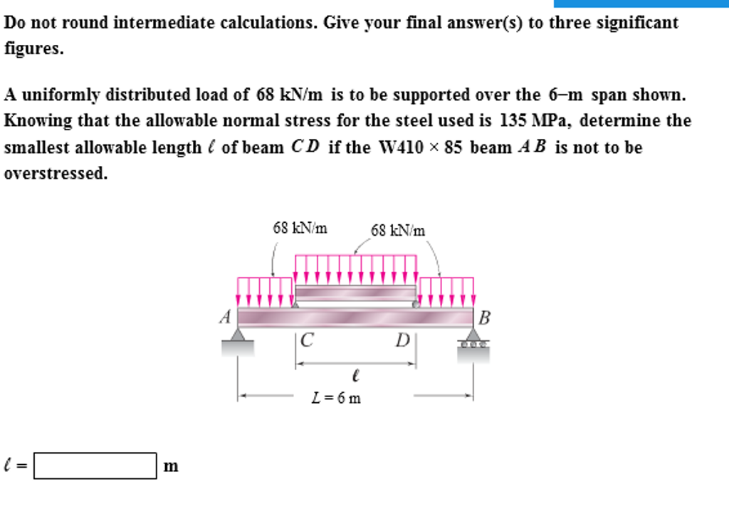 A uniformly distributed load of 68 kN/m is to | Chegg.com