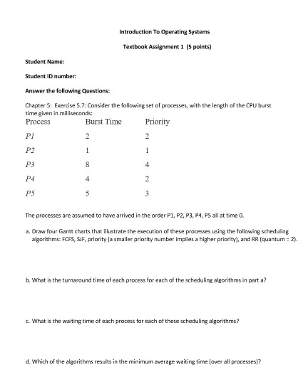 Solved Introduction To Operating Systems Textbook Assignment | Chegg.com