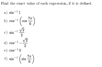 Solved Find the exact value of each expression, if it is | Chegg.com