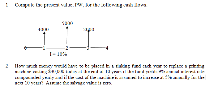 Solved 1 Compute the present value, PW, for the following | Chegg.com