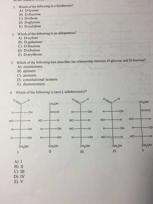 Solved Which of the following is a ketohexose? Which of the | Chegg.com